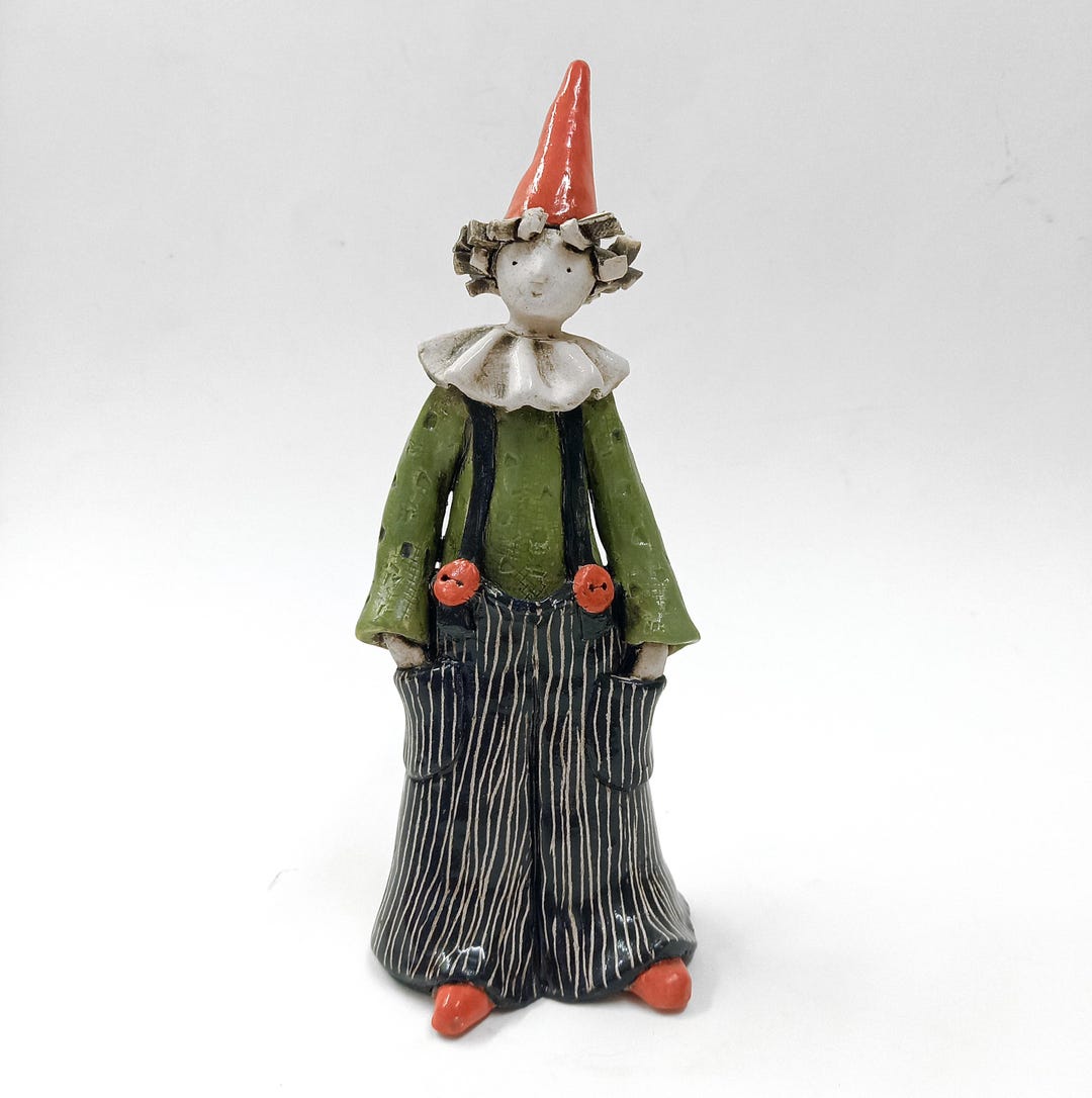 Carefree Clown, Ceramic Sculpture, Art Sculpture, Clay Figurine ...