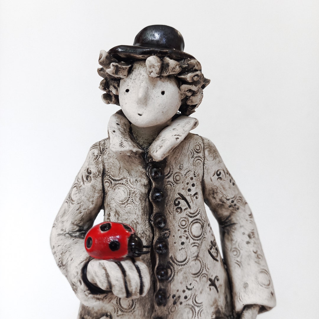 Lady Bug, Ceramic Sculpture, Art Sculpture, Clay Figurine, Ceramic ...