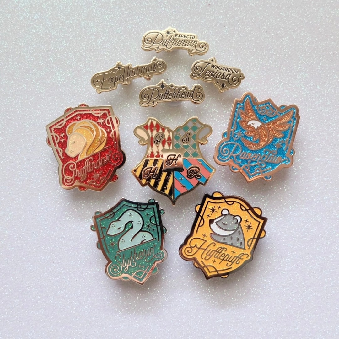Hogwarts House Emblems and Spells Enamel Pins - Etsy