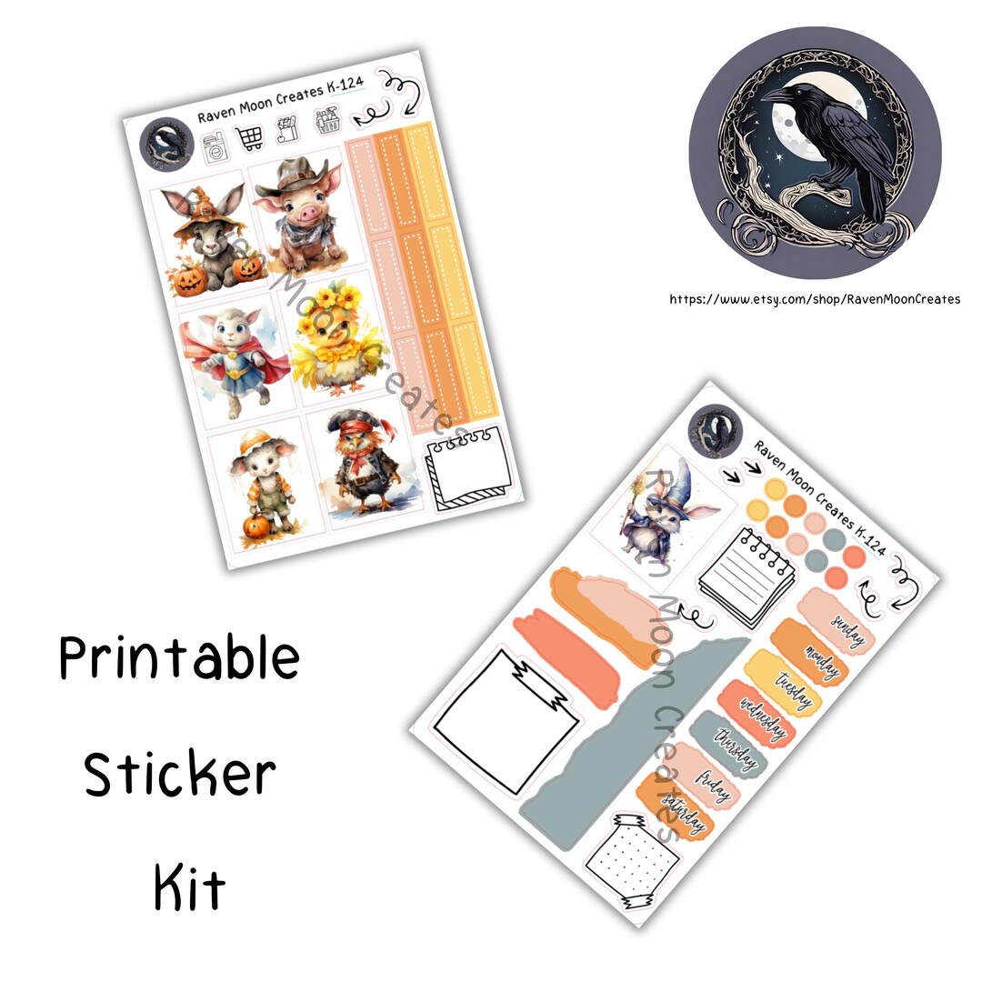 Printable Sticker Kit Fall Critters for Silhouette Users planner and ...