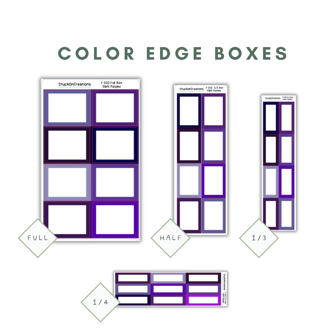Dark Purple Functional Color Edge Box Stickers full Box Half - Etsy