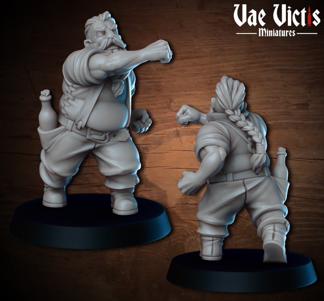 Dwarf Brawler RPG Miniature 3D Resin Printed 28-32mm Tabletop Fantasy ...