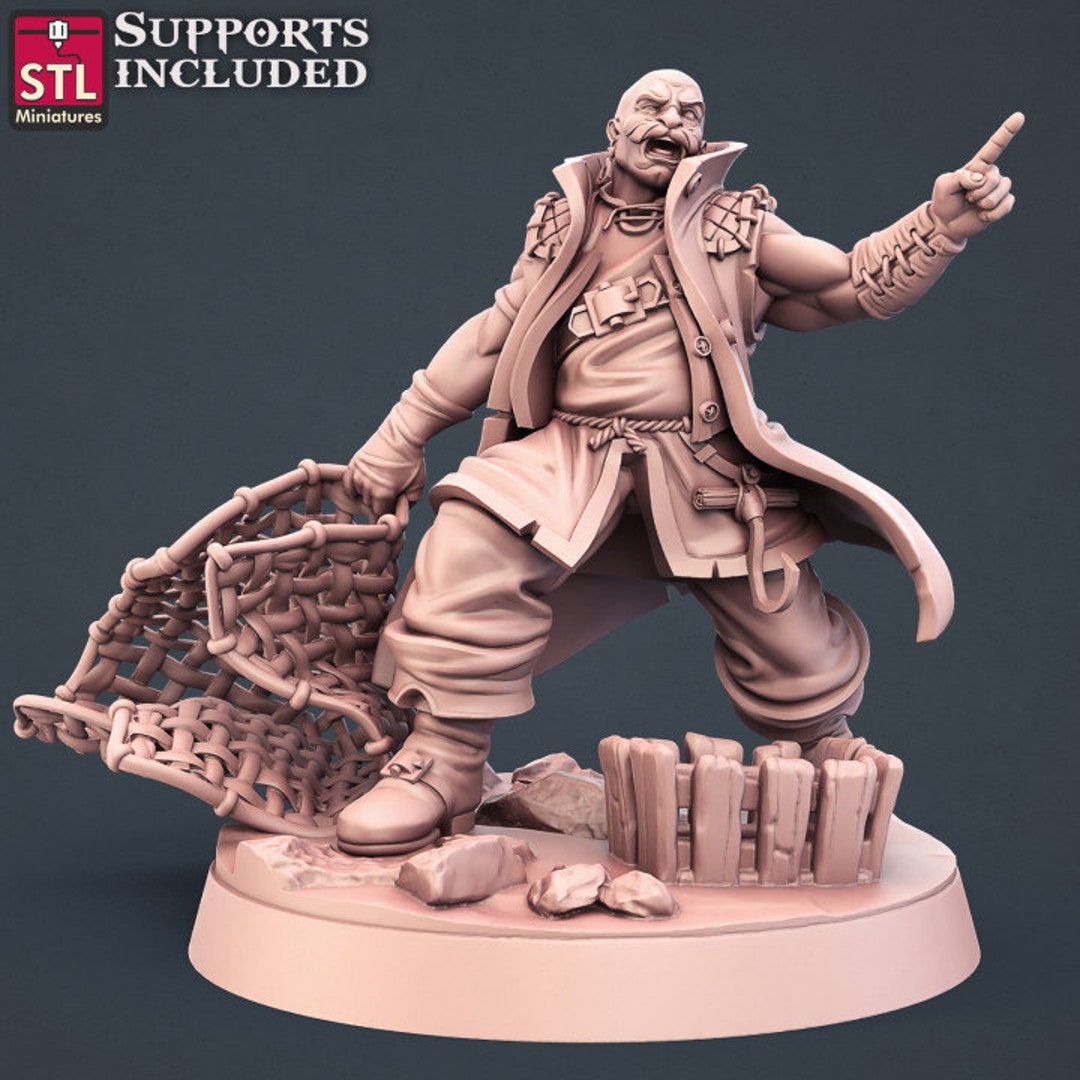 Fisherman Dnd Miniature 3D Resin Printed 32mm Tabletop Fantasy Gaming D ...