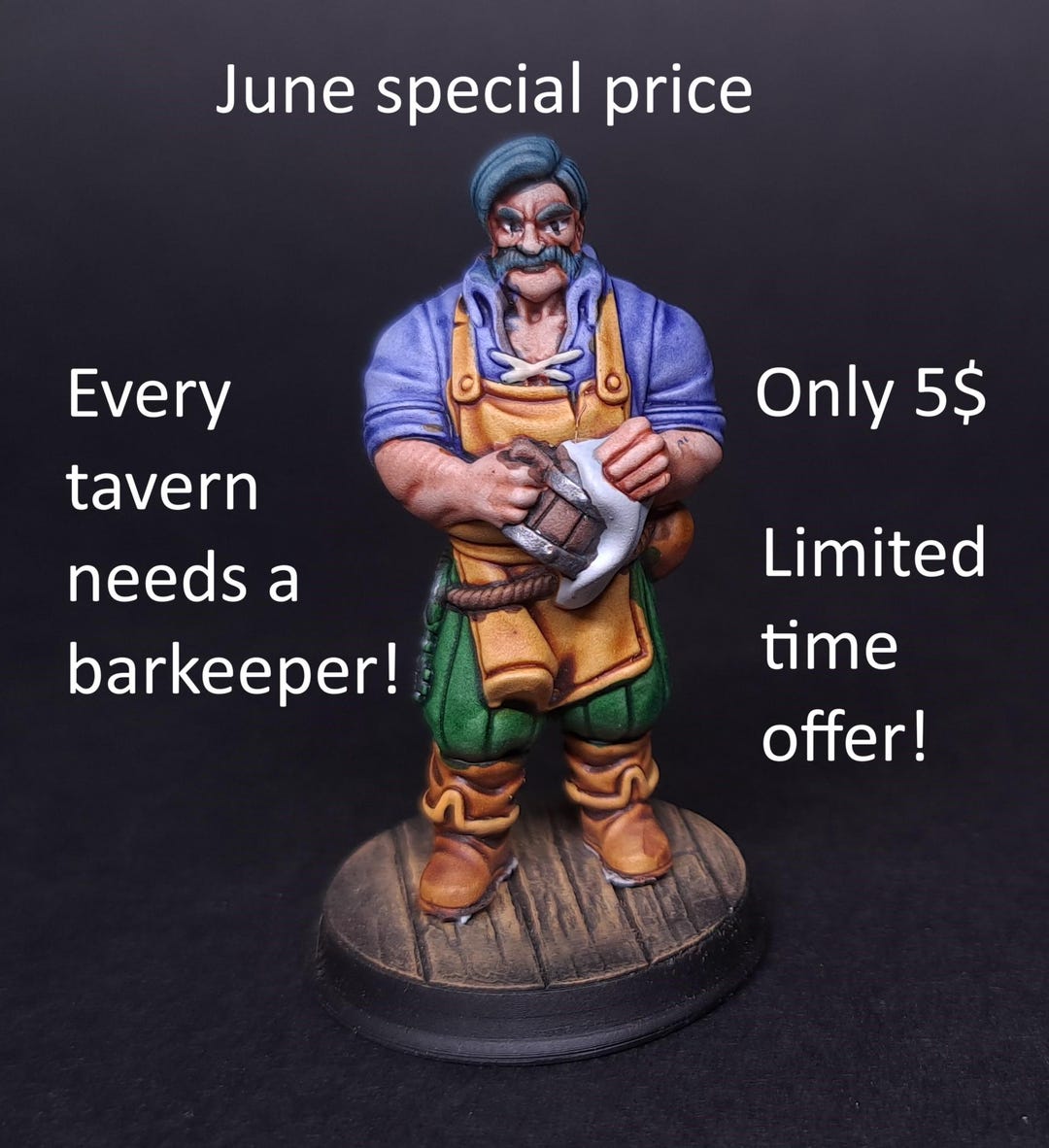 Barkeeper Bartender Inkeeper Tavern Painted Dnd Miniature for Dungeons ...