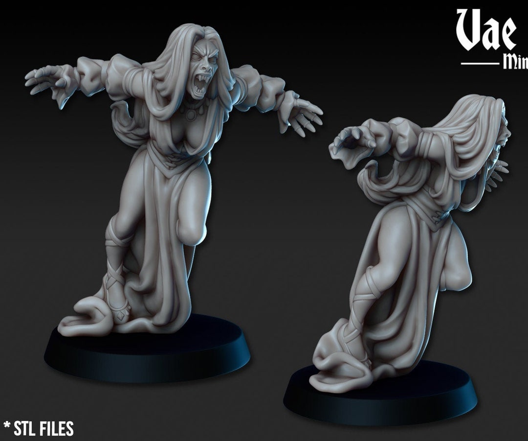 Vampire Queen Female RPG Miniature 3D Resin Printed 28-32mm Tabletop ...