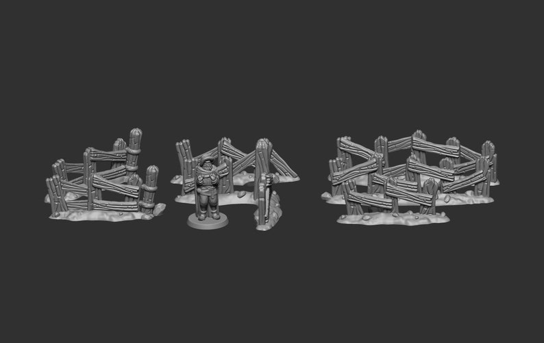 Wooden Fences RPG Miniature 3D Printed 28mm Scatter Terrain Tabletop ...