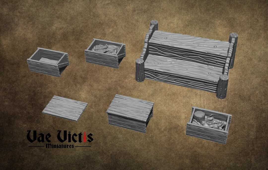 Accessories Box Goods RPG Miniature Furniture 3D Printed 28mm Scatter ...