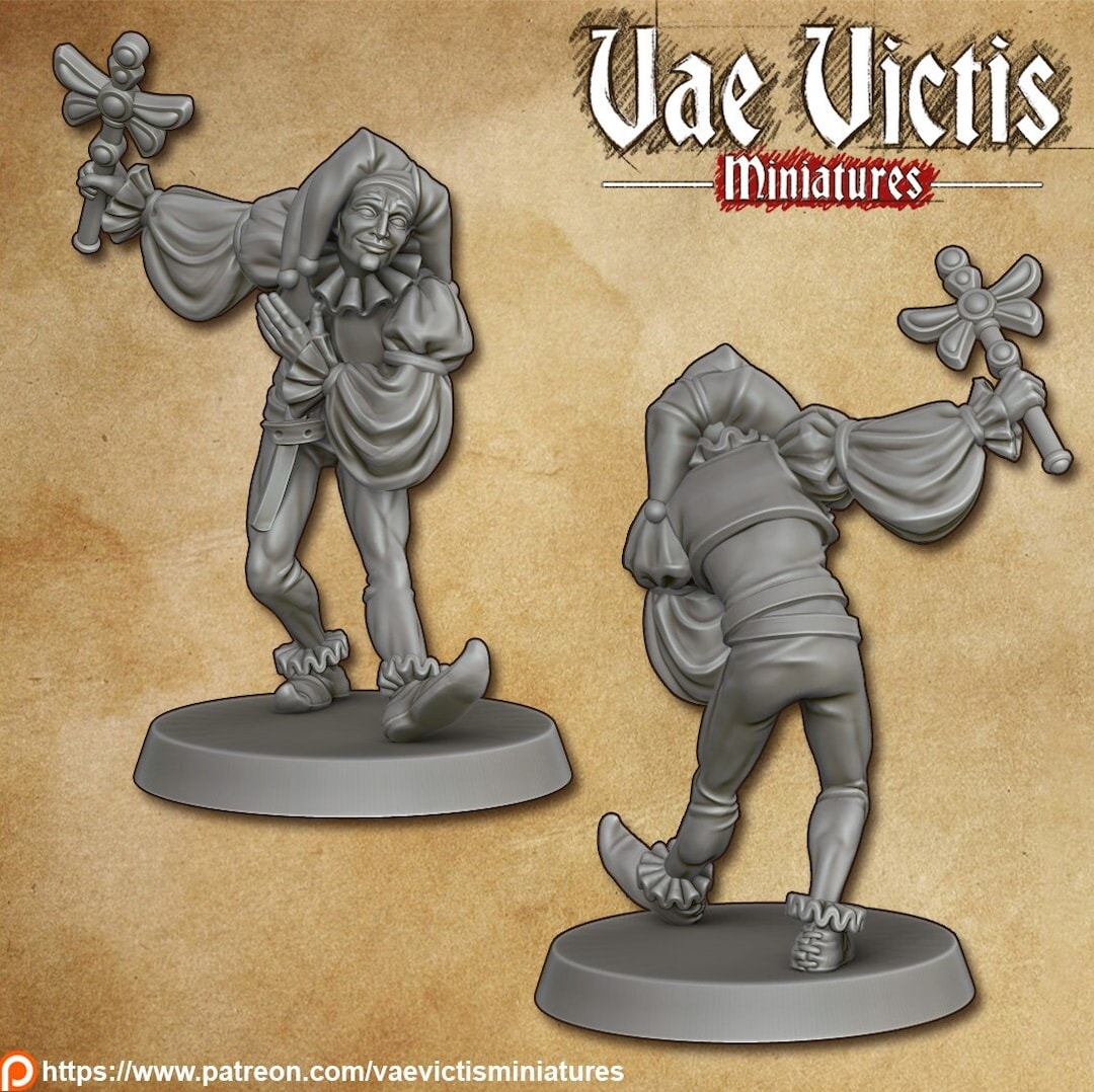 Jester RPG Miniature 3D Resin Printed 28-32mm Tabletop Fantasy Gaming D ...