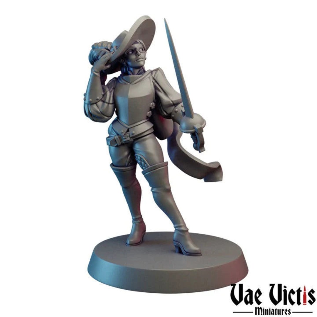 Musketeer RPG Miniature 3D Resin Printed 28-32mm Tabletop Fantasy ...