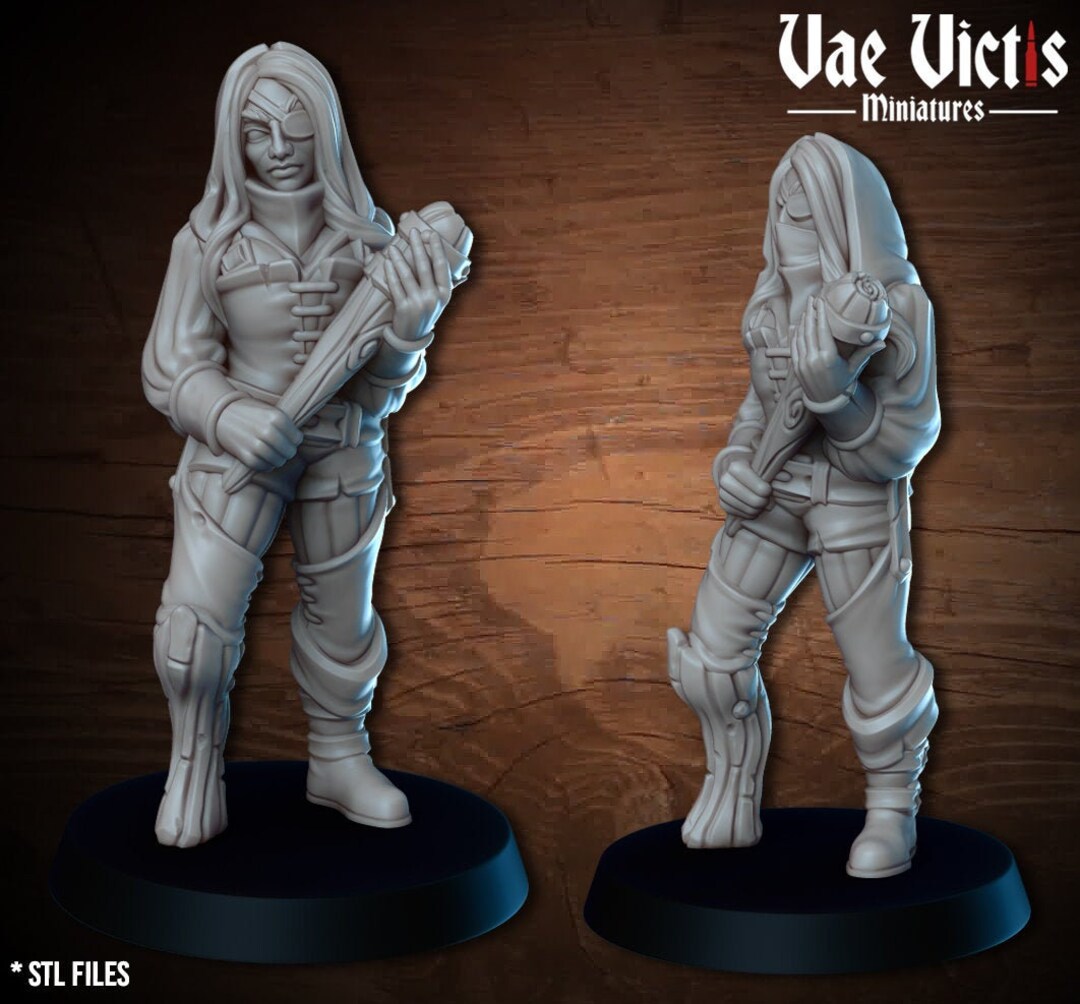 Human Bandit Woman RPG Miniature 3D Resin Printed 28-32mm Tabletop ...
