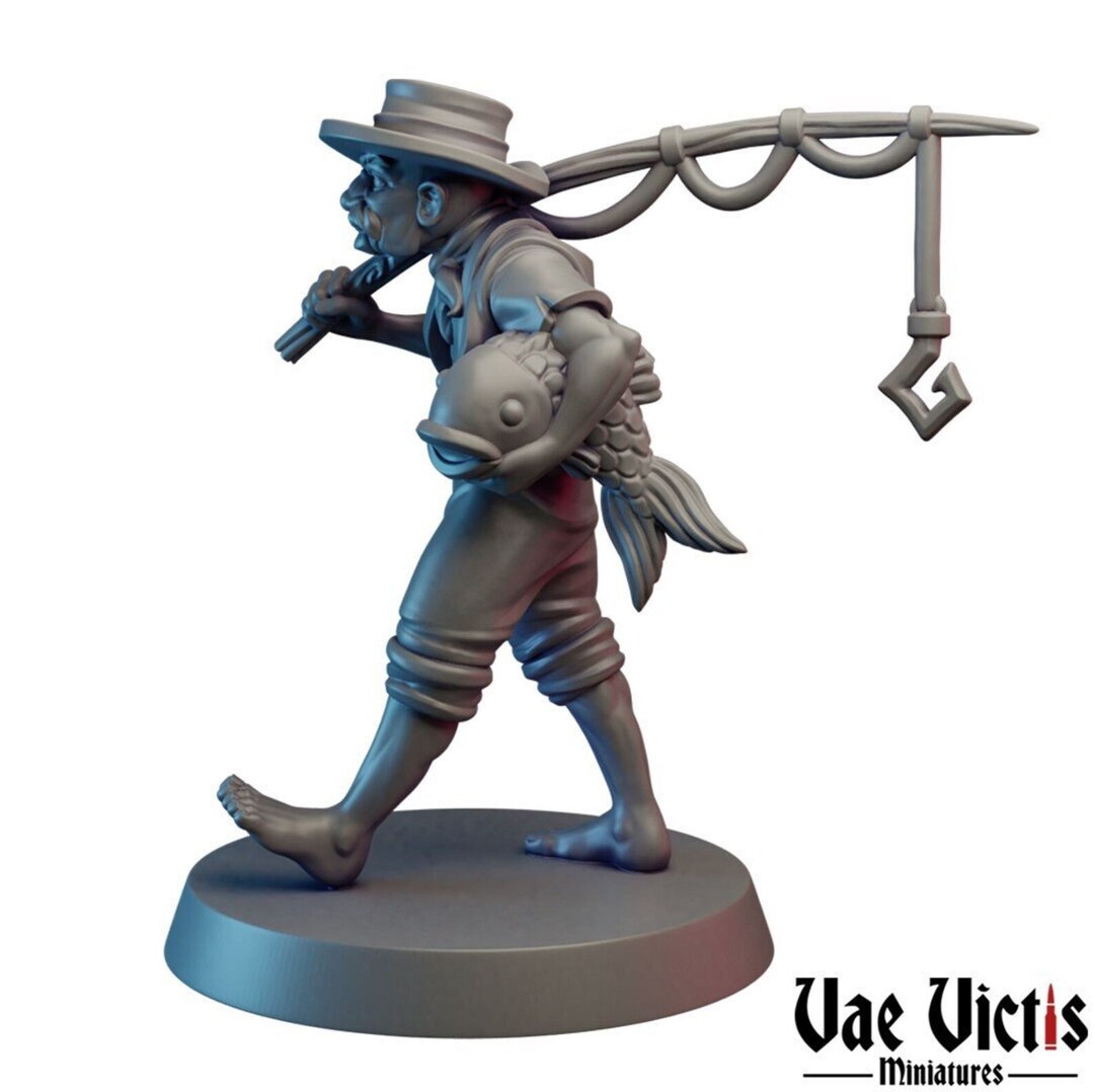 Fisherman RPG Miniature 3D Resin Printed 28-32mm Tabletop Fantasy ...