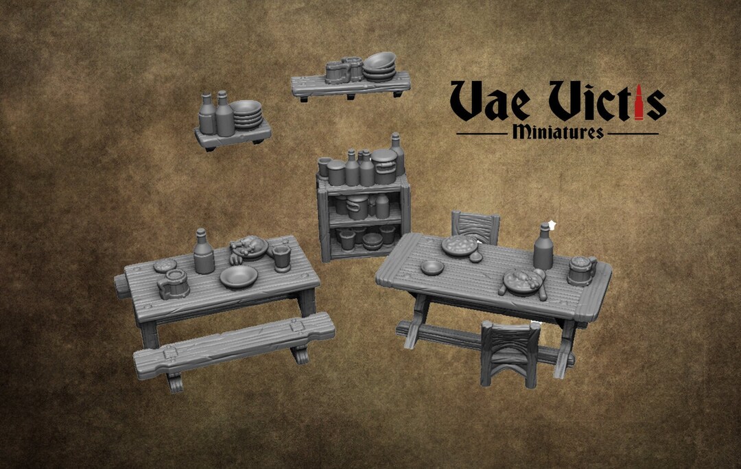 Furniture Set Tavern RPG Miniature Furniture for Tabletop Gaming (dnd ...