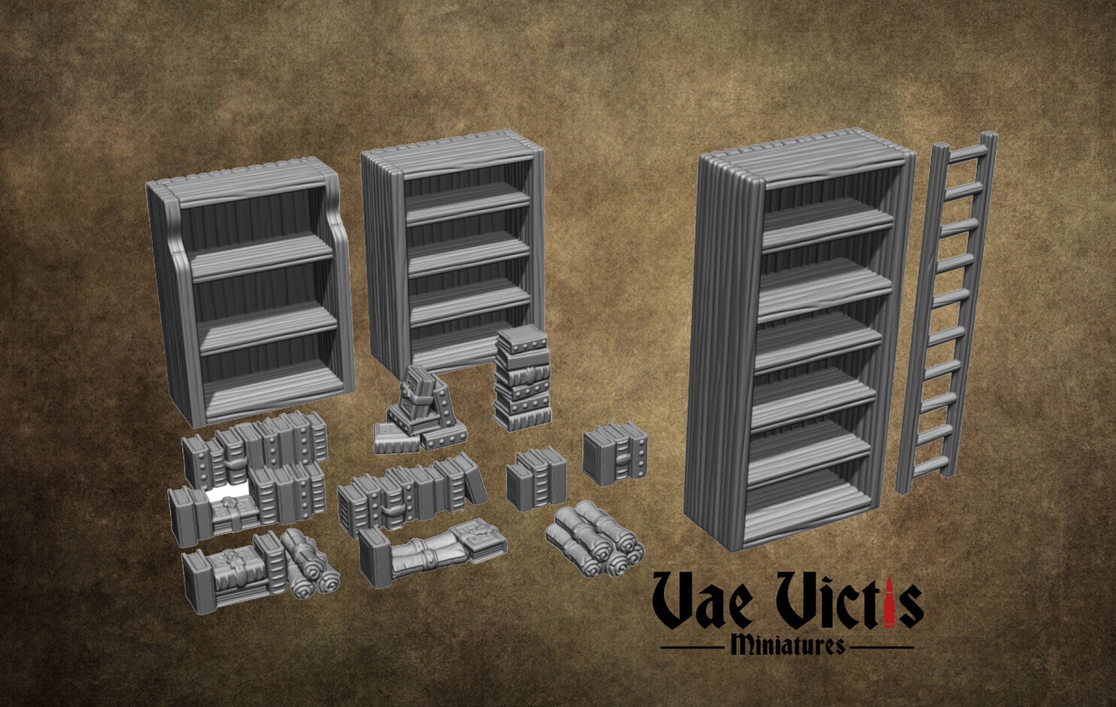 Library RPG Miniature Furniture 3D Printed 28mm Scatter Terrain ...