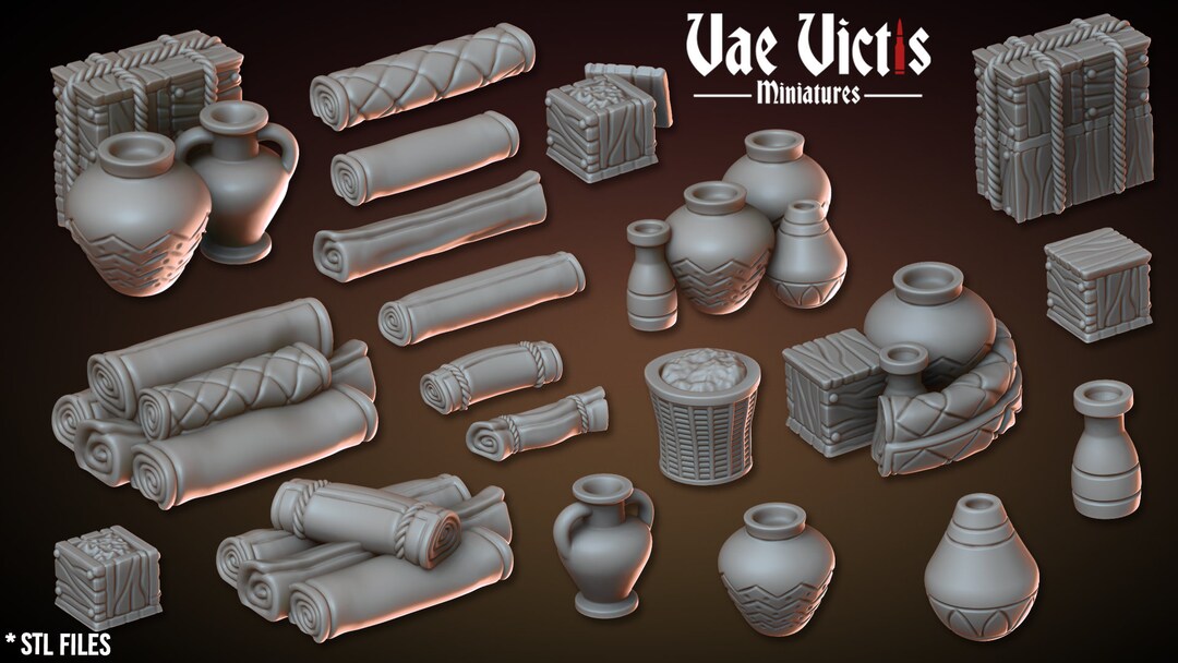 Merchant Props Goods RPG Miniature Furniture 3D Printed 28mm Scatter ...