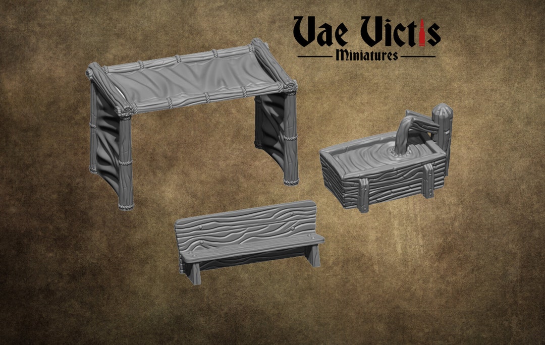 Town Sceneries RPG Miniature 3D Printed 28mm Scatter Terrain Tabletop ...