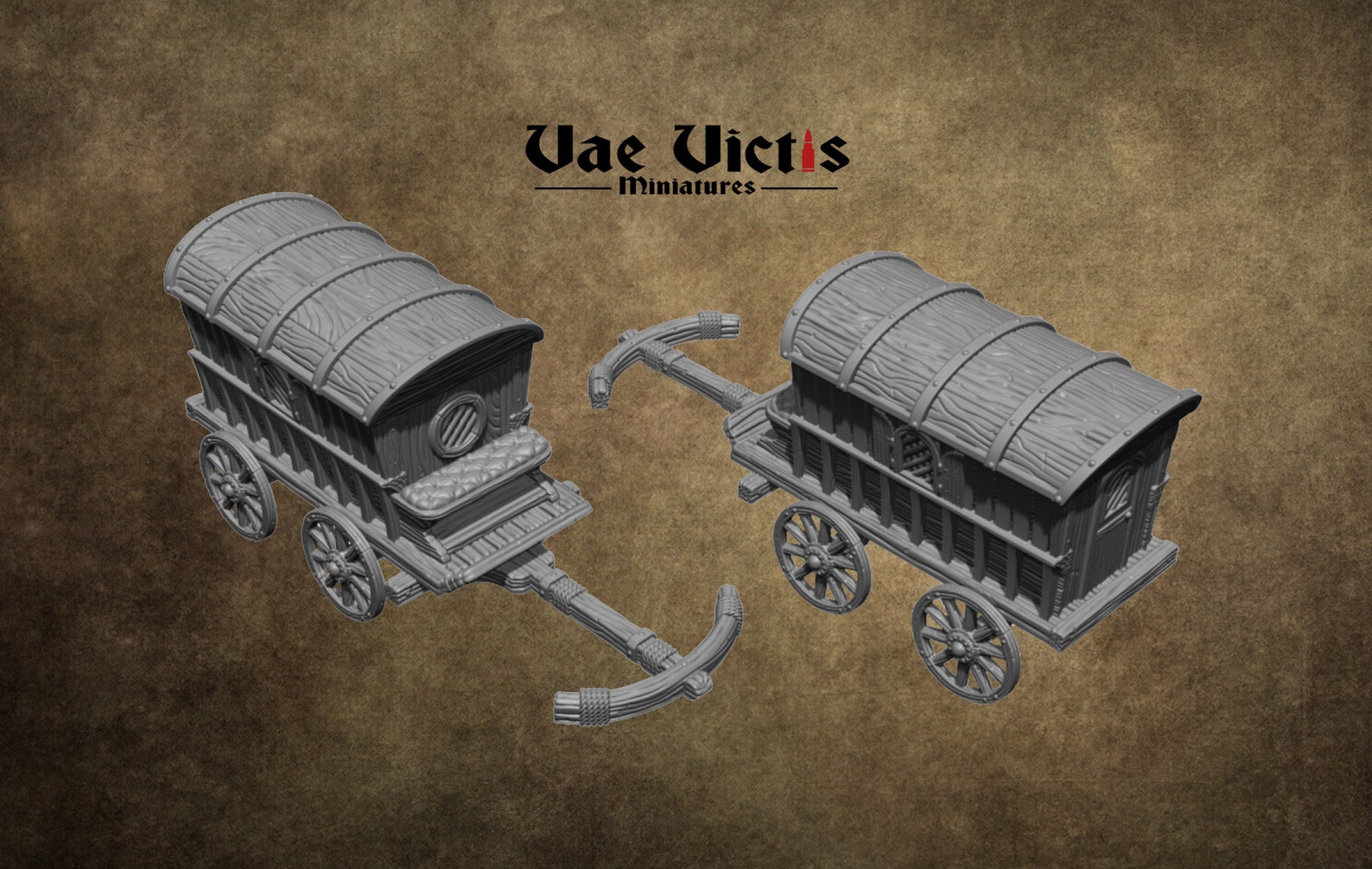 Travel Cart Vagon RPG Miniature Furniture 3D Printed 28mm Scatter ...