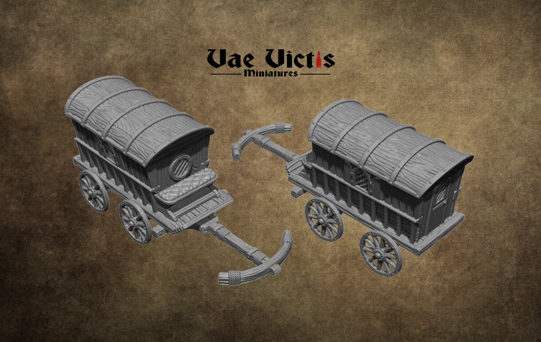 Travel Cart Vagon RPG Miniature Furniture 3D Printed 28mm Scatter ...