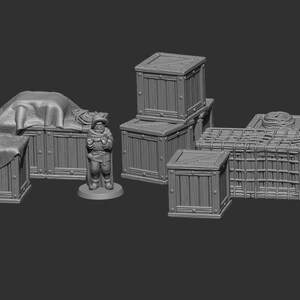 Crates RPG Miniature Furniture 3D Printed 28mm Scatter Terrain Tabletop ...