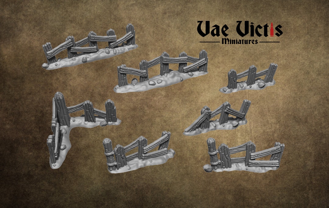 Wooden Fences RPG Miniature 3D Printed 28mm Scatter Terrain Tabletop ...