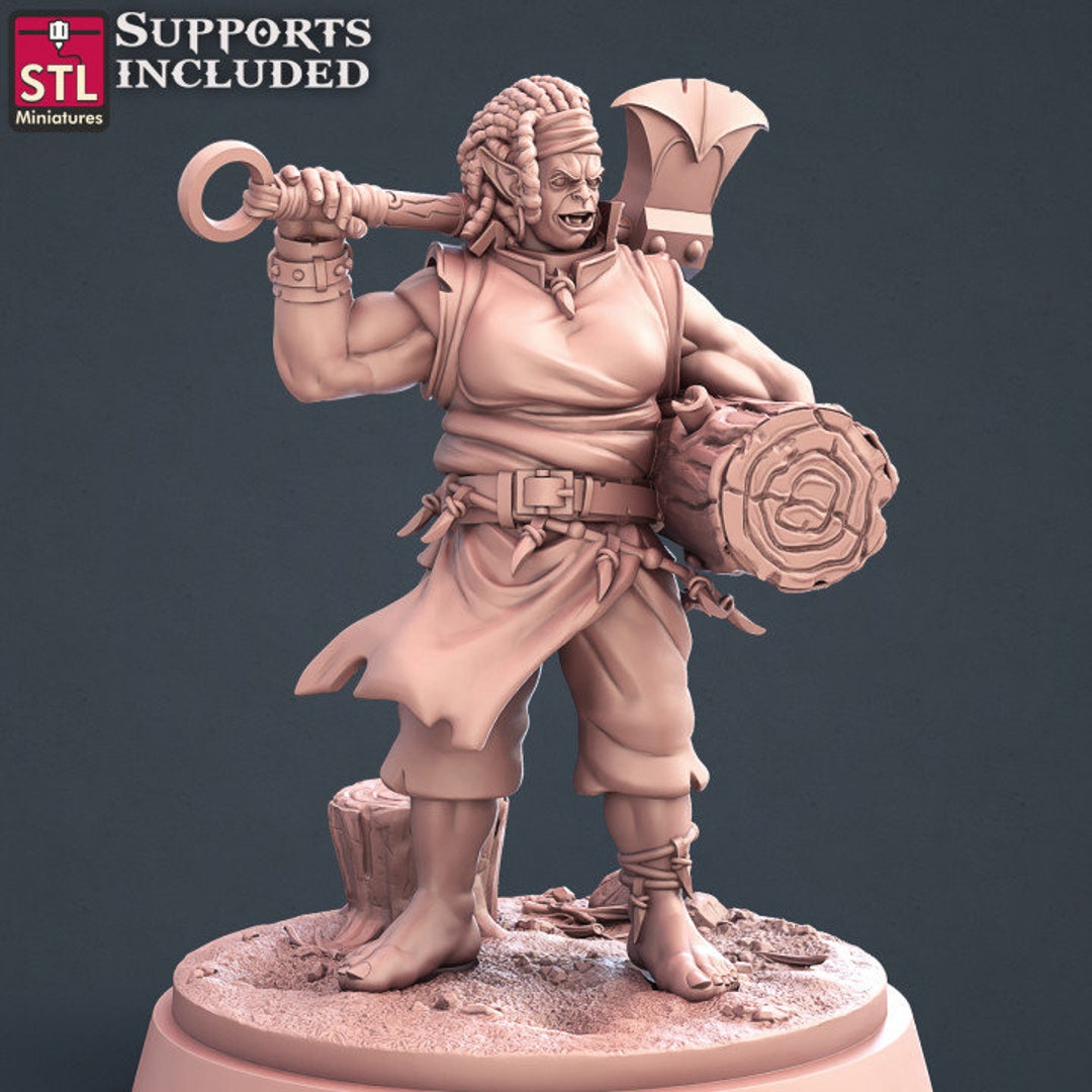 Lumberjack Orc Female Dnd Miniature 3D Resin Printed 32mm Tabletop ...