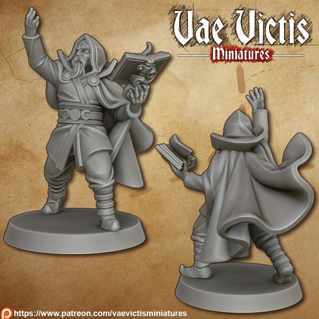 Human Wizard RPG Miniature 3D Resin Printed 28-32mm Tabletop Fantasy ...