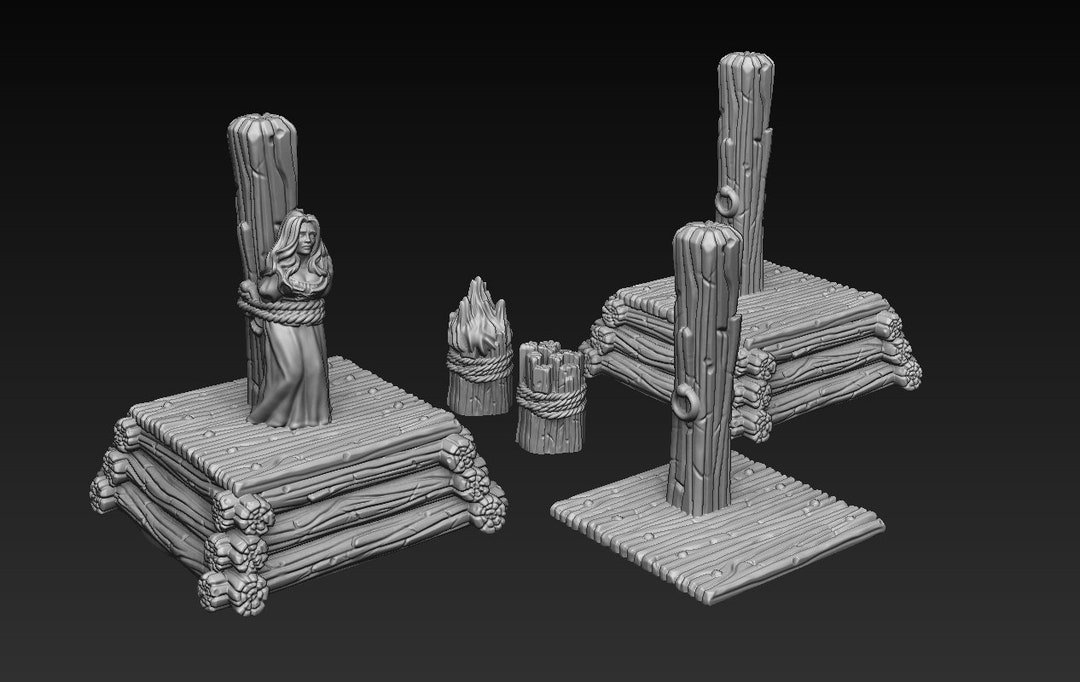 Witch Stake RPG Miniature Furniture 3D Printed 28mm Scatter Terrain ...