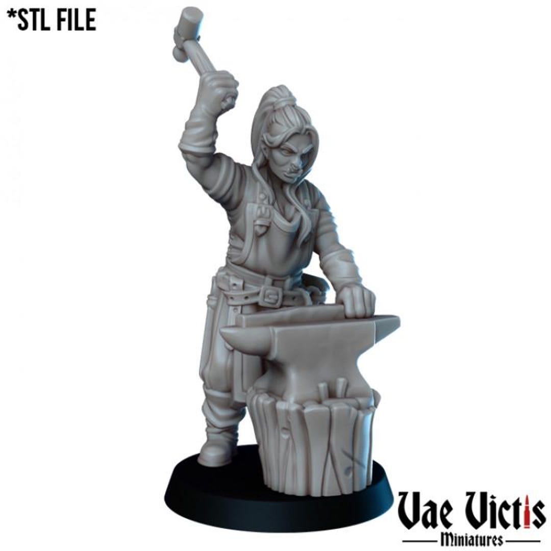Half Orc Blacksmith Miniature, 28-32mm Resin RPG Figure - Etsy