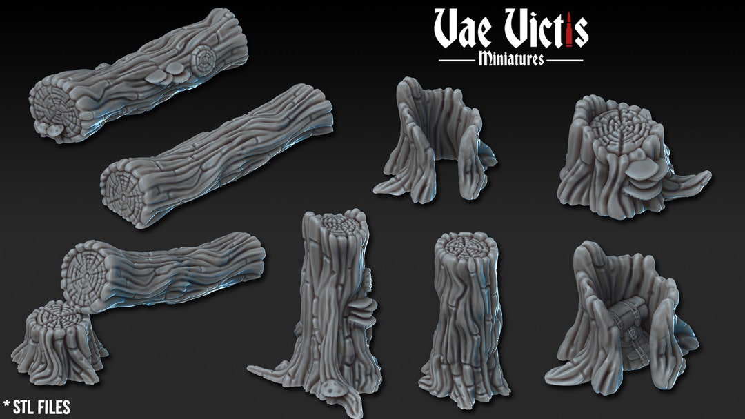 Tree Stumps RPG Miniature Furniture 3D Printed 28mm Scatter Terrain ...