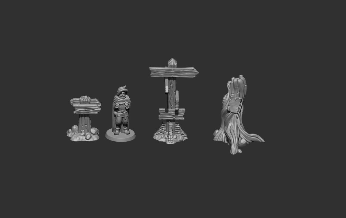 Road Signs RPG Miniature 3D Printed 28mm Scatter Terrain Tabletop ...