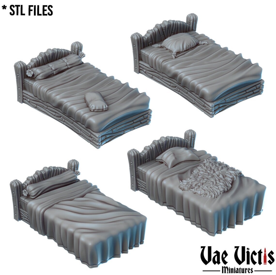 Beds RPG Miniature Furniture 3D Printed 28mm Scatter Terrain - Etsy