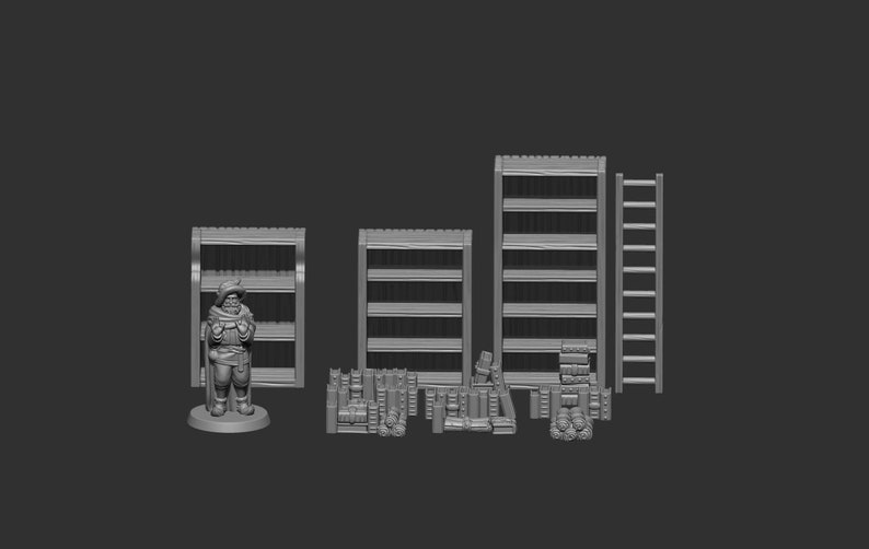 Library RPG Miniature Furniture 3D Printed 28mm Scatter Terrain ...