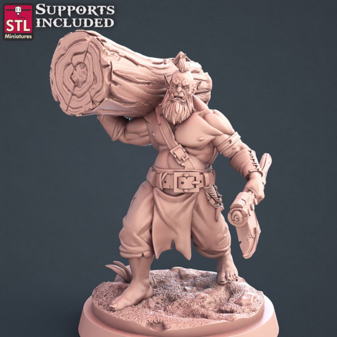 Lumberjack Orc Male Dnd Miniature 3D Resin Printed 32mm Tabletop ...