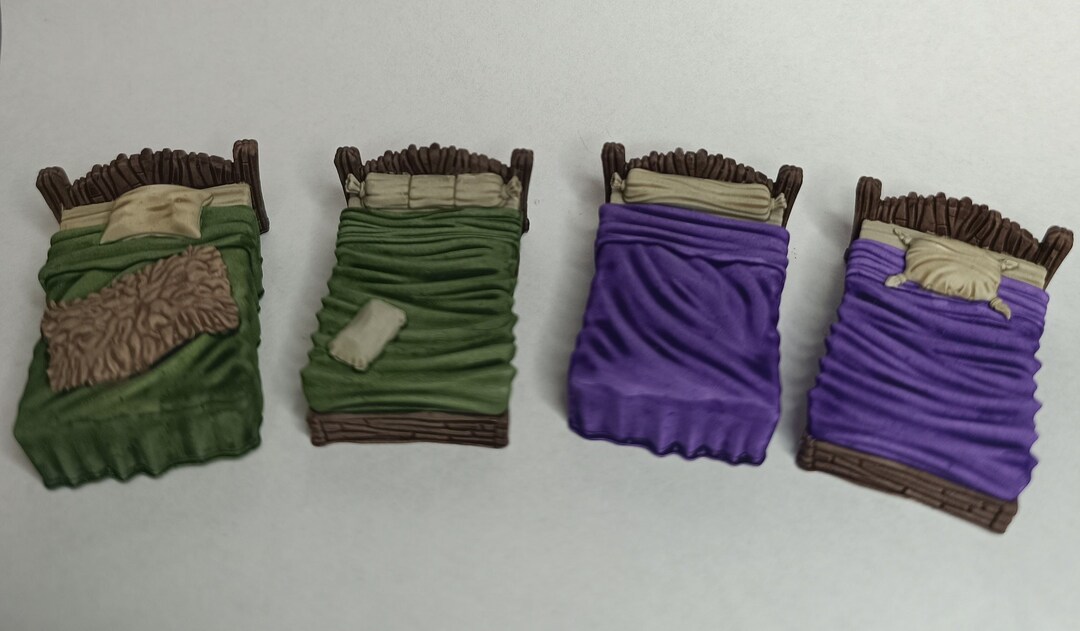 Beds RPG Miniature Furniture 3D Printed 28mm Scatter Terrain Tabletop ...