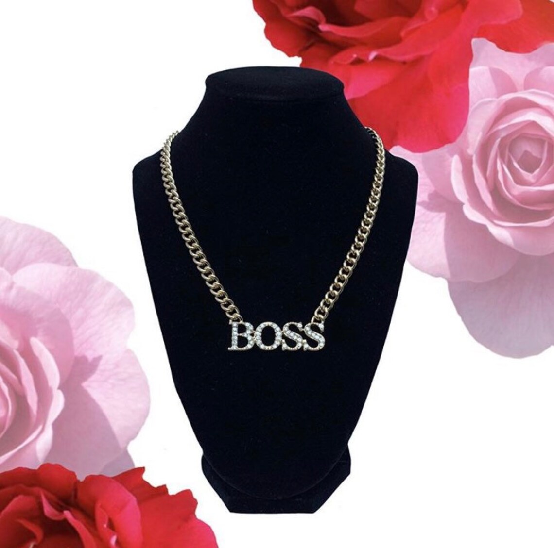 Rhinestone 'boss' Chain Necklace - Etsy
