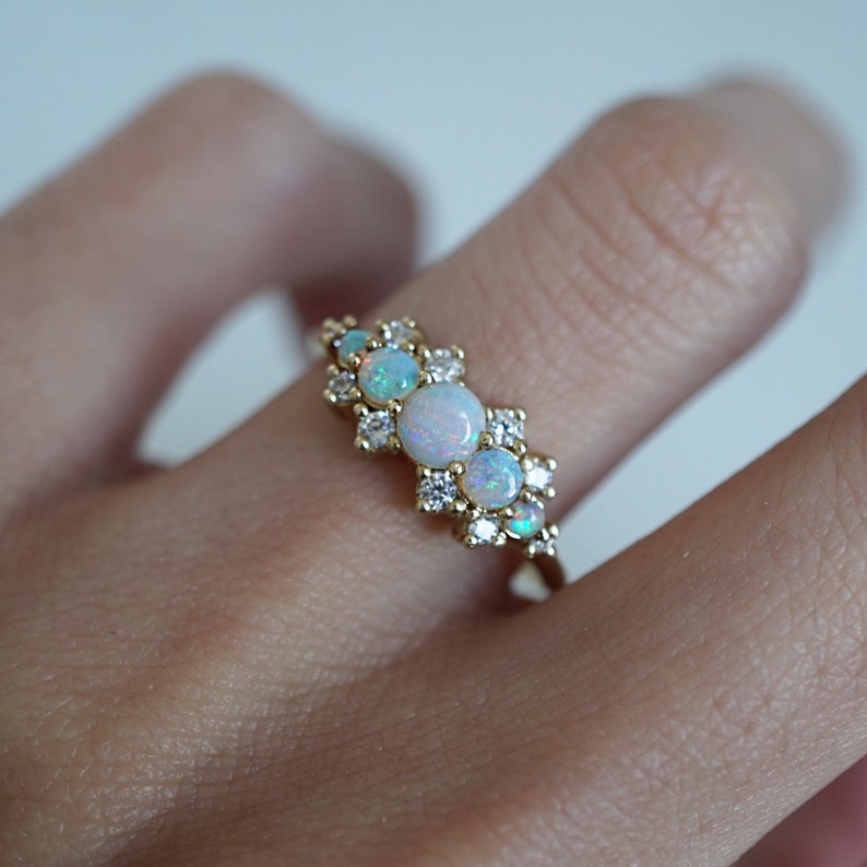 10K Solid Gold Opal Heaven Ring | Etsy