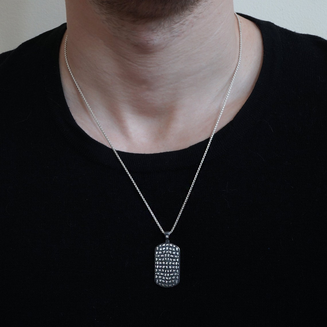 Silver Men Pavement Diamond Dog Tag - Etsy