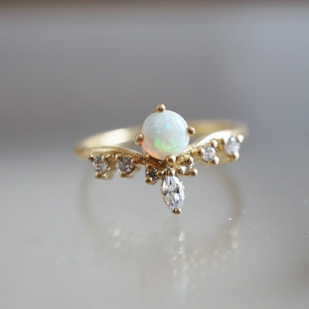 10K Opal Angel Ring - Etsy