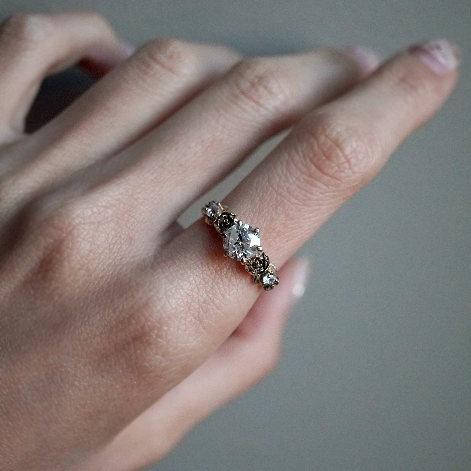 14K Solid Gold "sinatra Ring", Grey Salt and Pepper Diamond With ...
