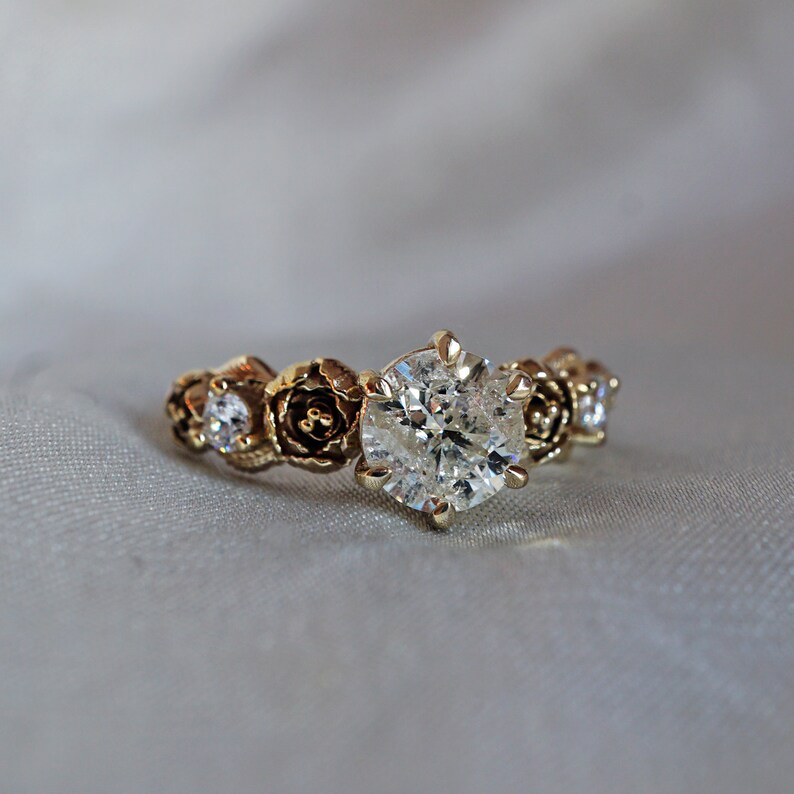 14K Solid Gold "sinatra Ring", Grey Salt and Pepper Diamond With ...