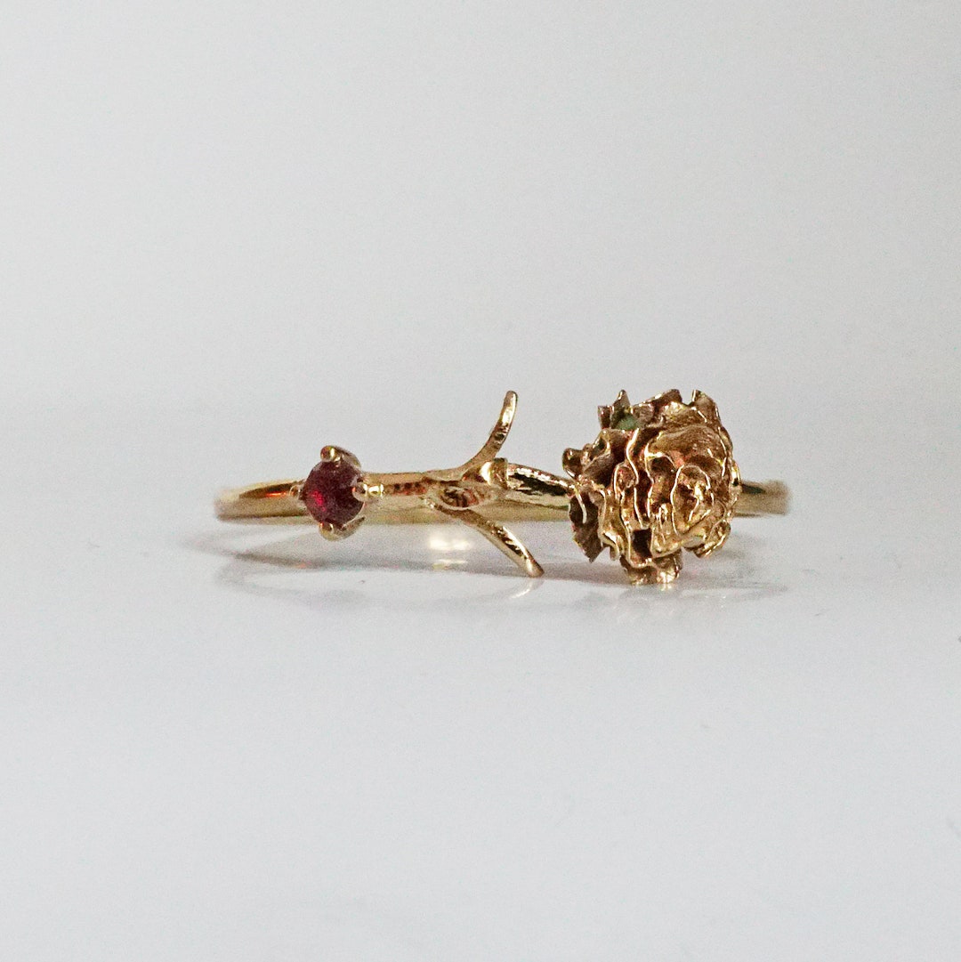 14K Solid Gold January Birth Flower Ring - Etsy