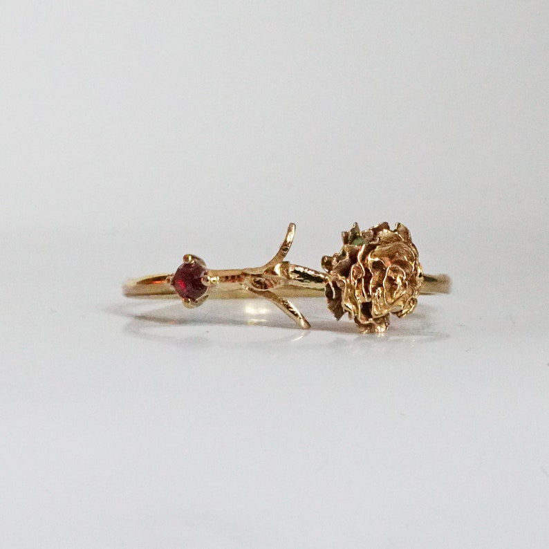 14K Solid Gold January Birth Flower Ring - Etsy