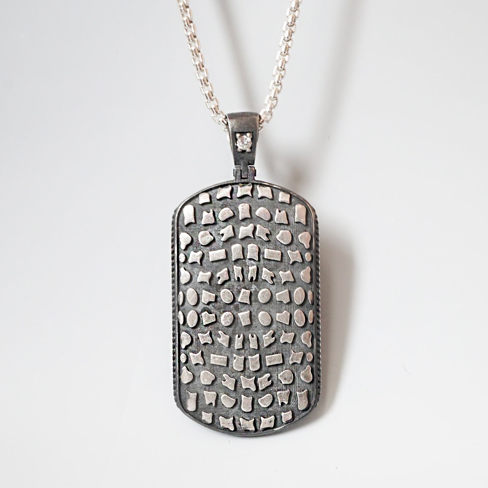 Silver Men Pavement Diamond Dog Tag - Etsy