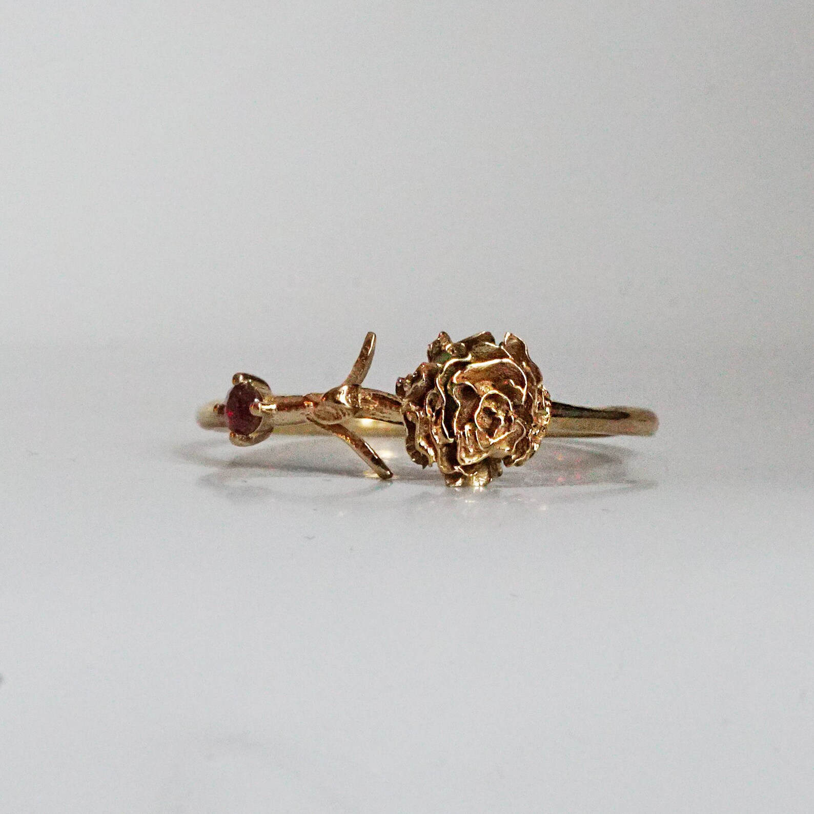 14K Solid Gold January Birth Flower Ring - Etsy