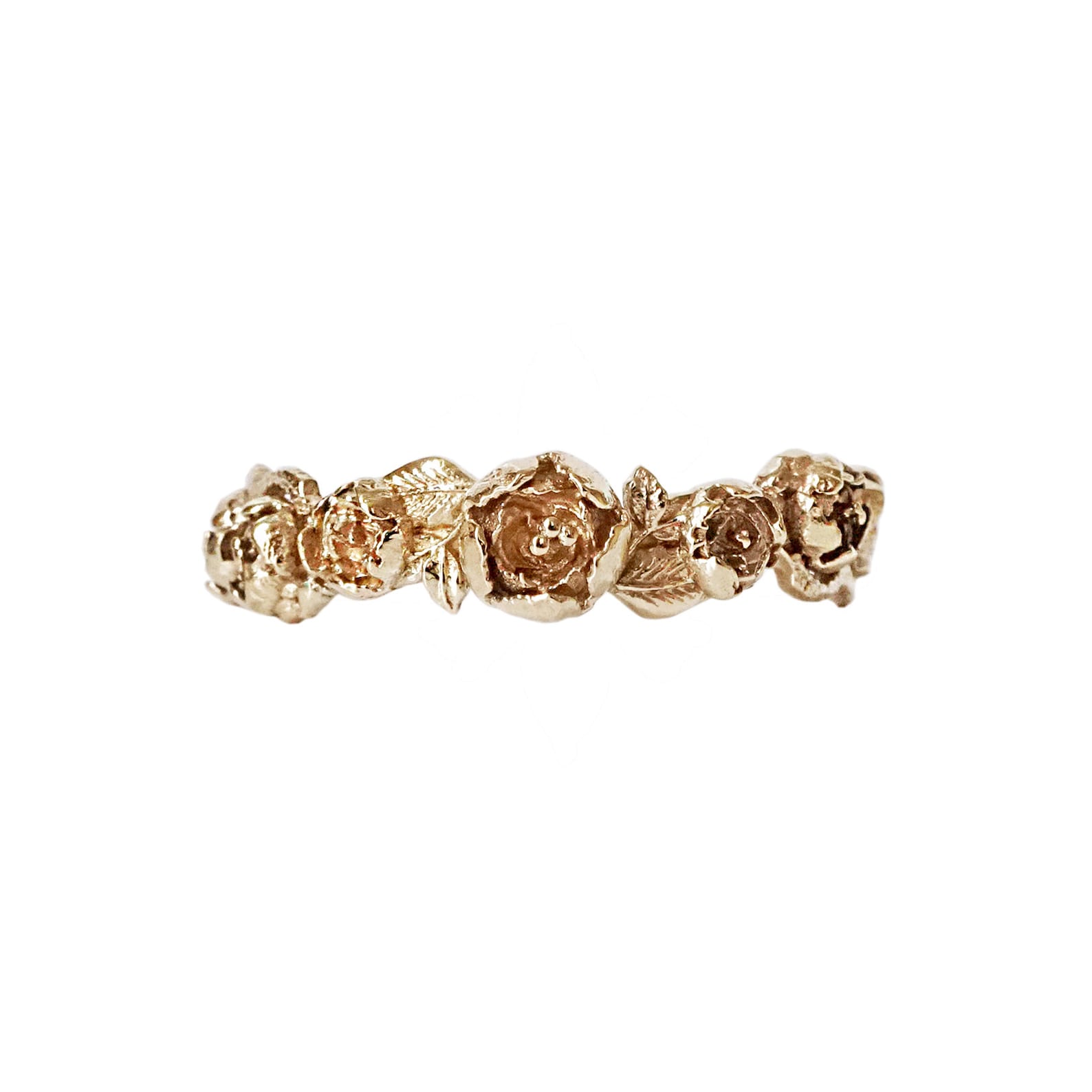 14K Solid Gold Peonies Flower Ring. Floral Ring - Etsy