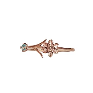 14K Solid Gold Daffodil Ring • March Birth Flower - Etsy