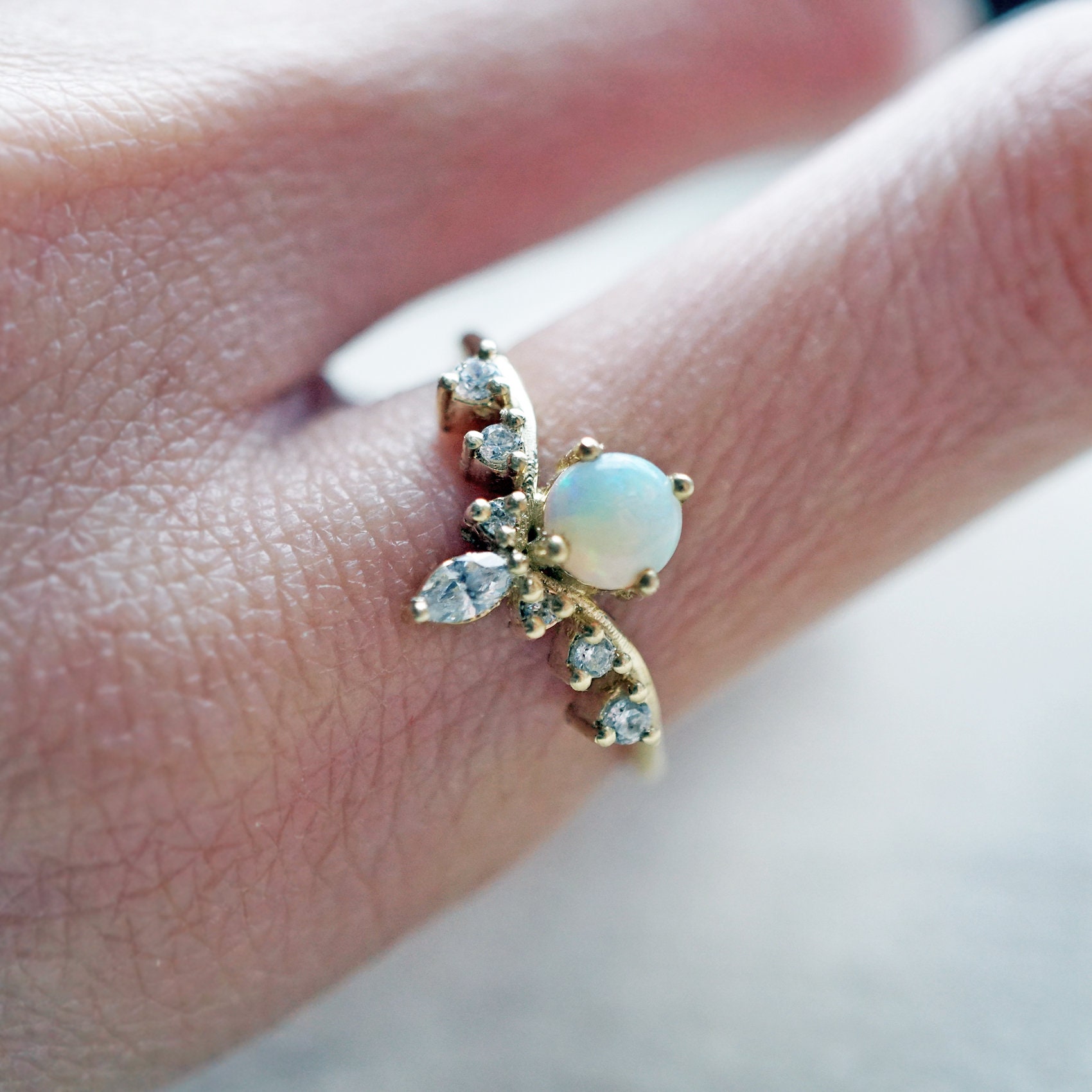 10K Opal Angel Ring - Etsy