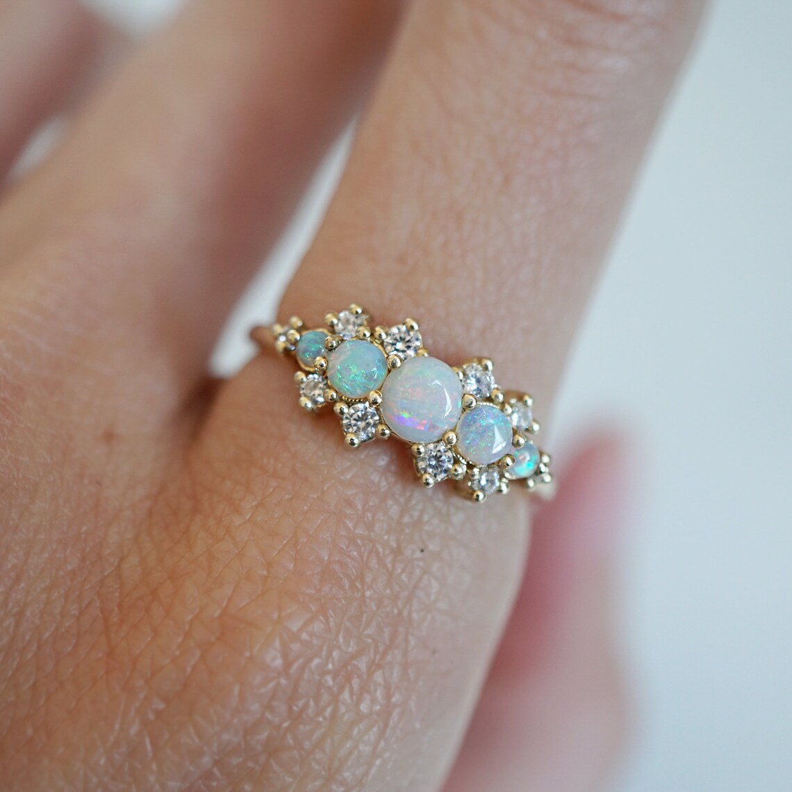 10K Solid Gold Opal Heaven Ring | Etsy