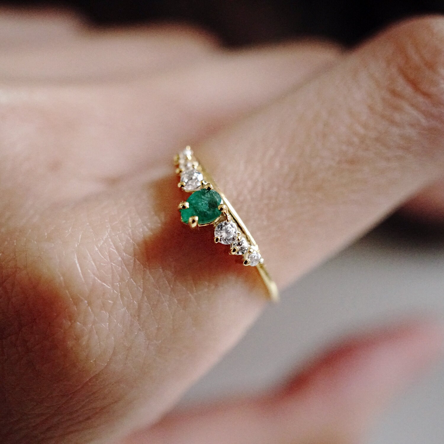 14K Pear Shape Emerald Empress Ring - Etsy