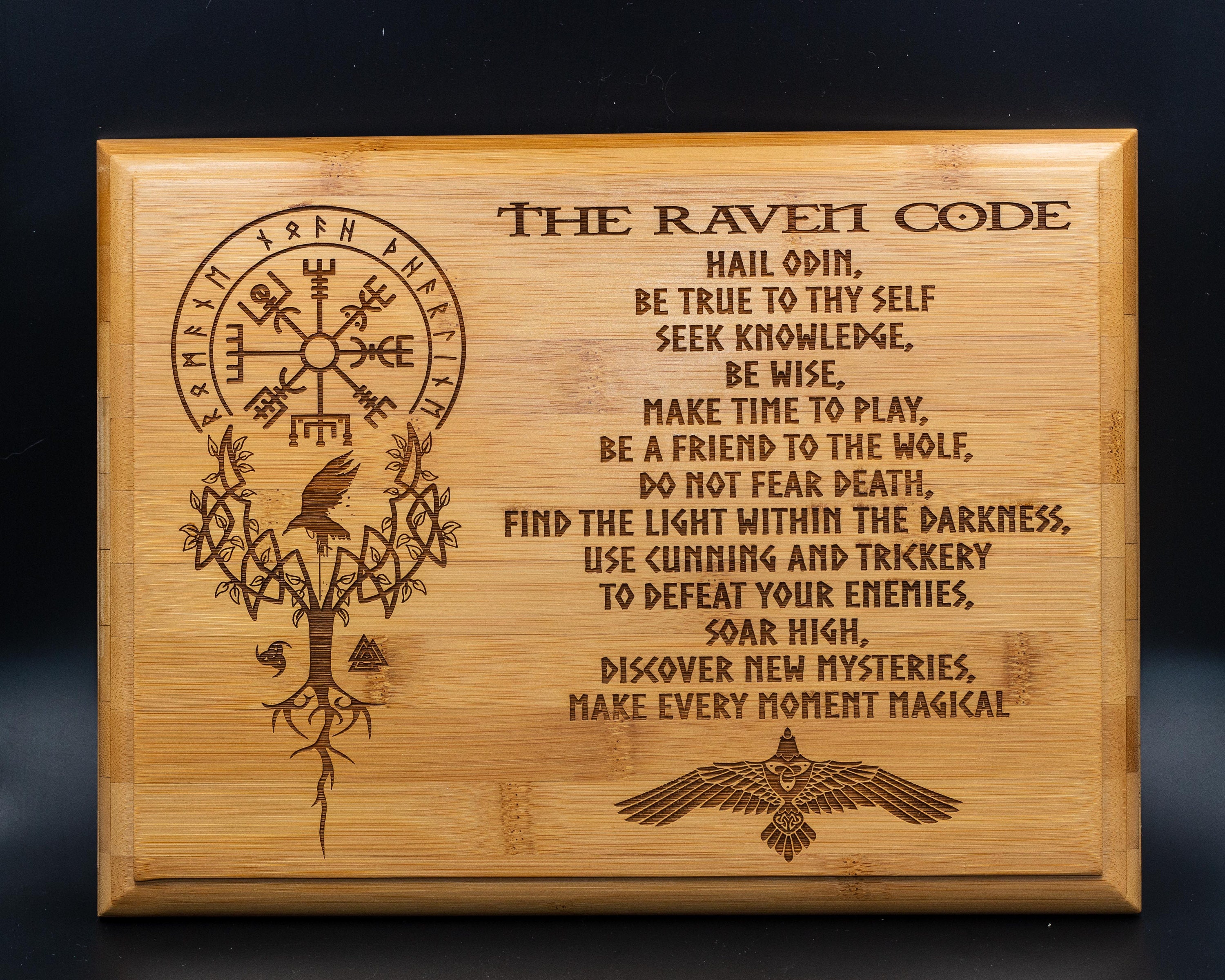 Norse Raven Code with a runic raven, nordic runes, valknut symbol ...