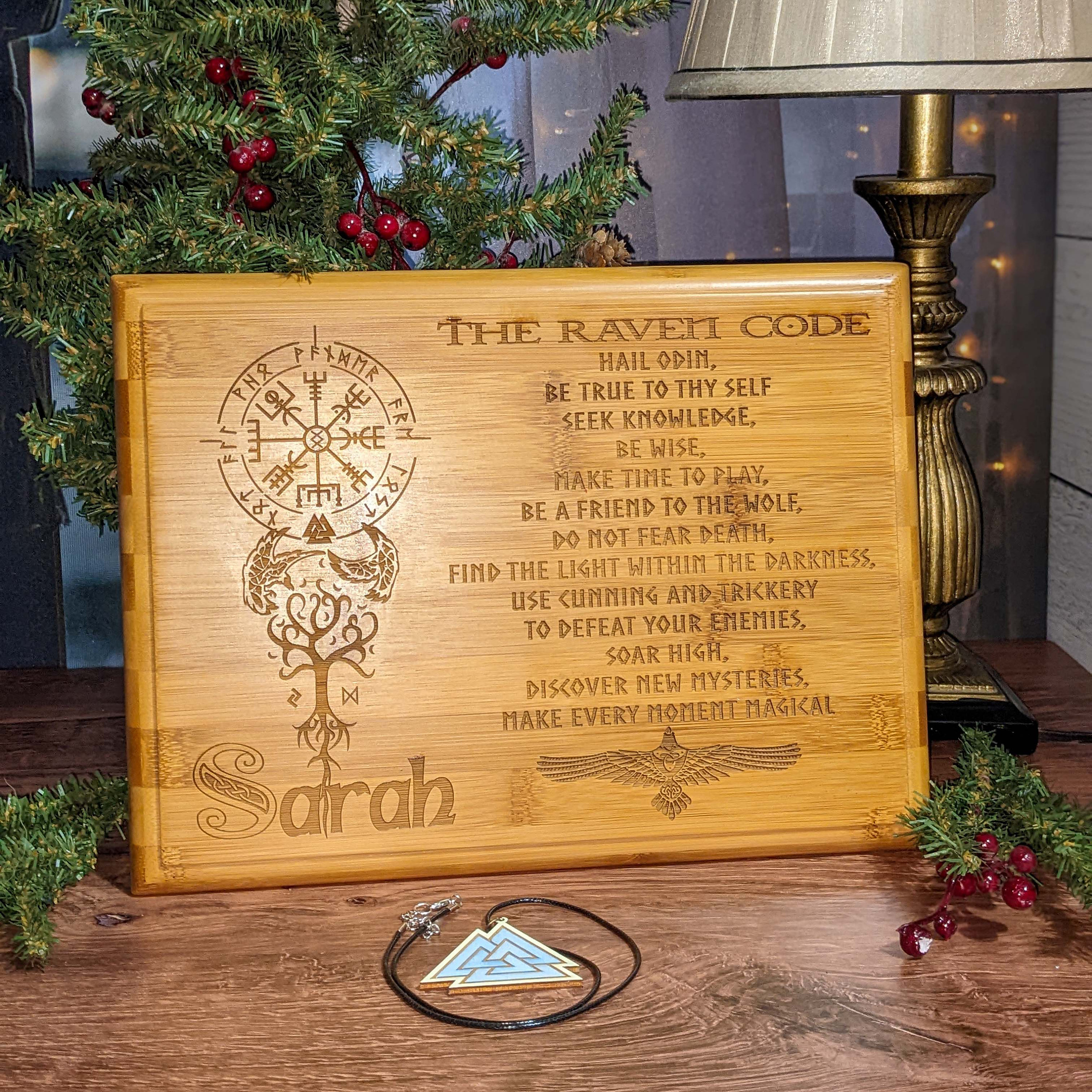 Norse Raven Code with a runic raven, nordic runes, valknut symbol ...